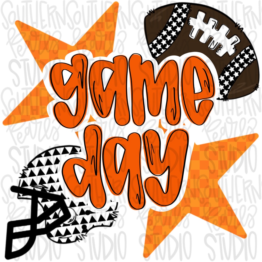 Game Day Football and Helmet | Orange | Go Team | PNG | Sublimation ...