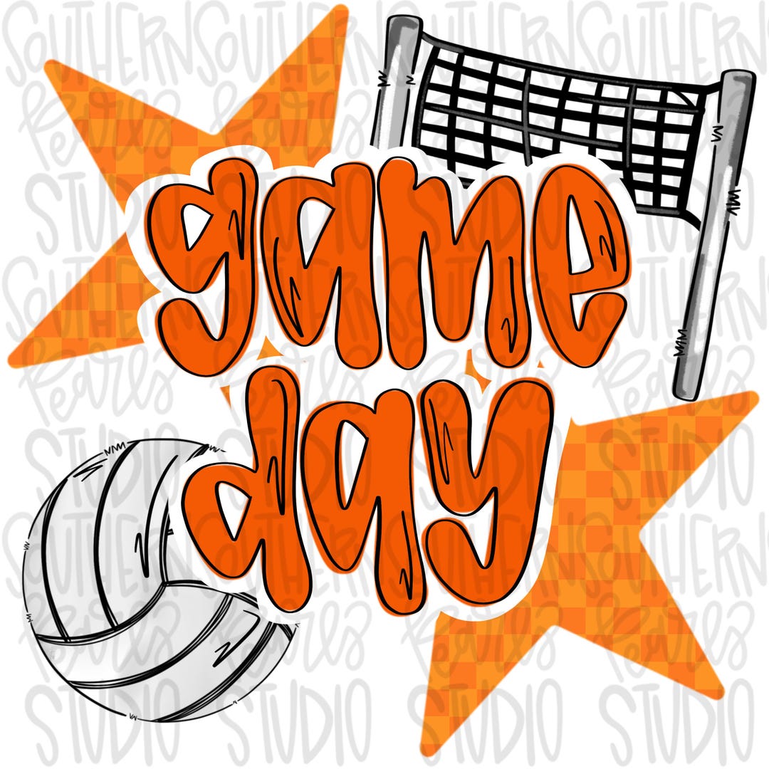 Game Day Volleyball | Orange | Go Team | PNG | Sublimation | Design ...