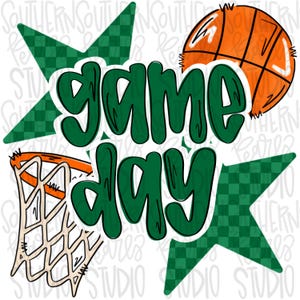 Game Day Basketball | Green | Go Team | PNG | Sublimation | Design ...
