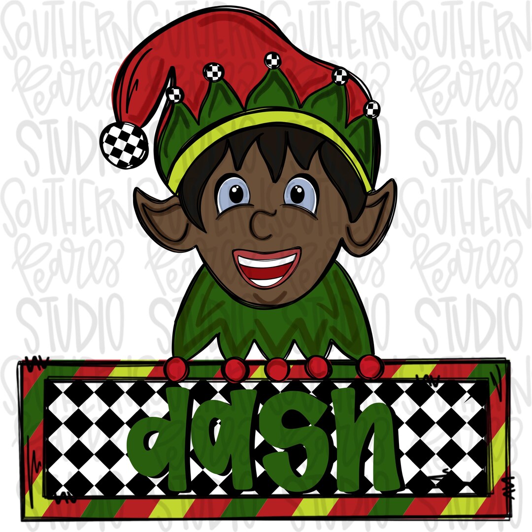 Santa’s Helpers Elves Boy Black Hair With Name Patch | Sublimation ...