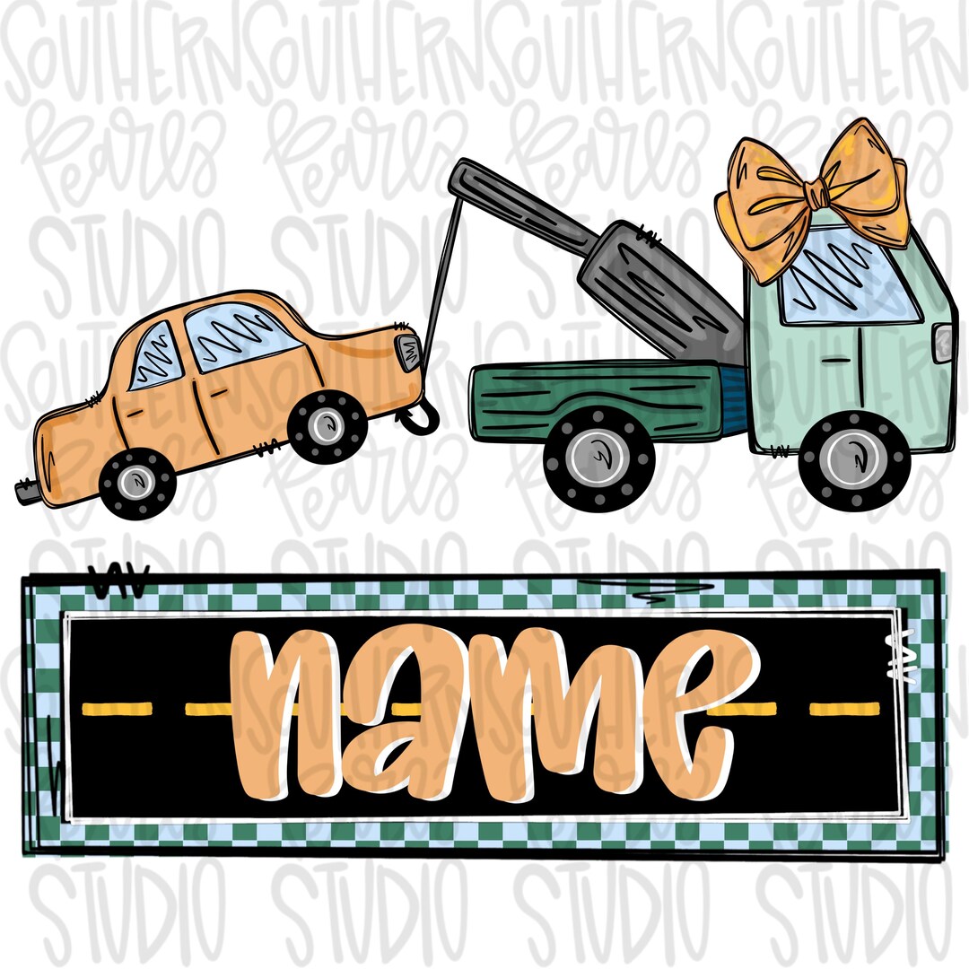 Tow Truck Design With Bow and Name Plate | Sublimation Design | Digital ...