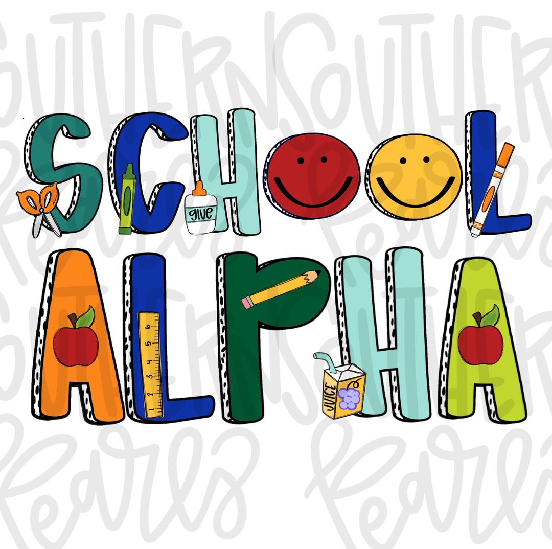School Alpha | Primary Colors | Teacher Alphabet Design | Sublimation ...