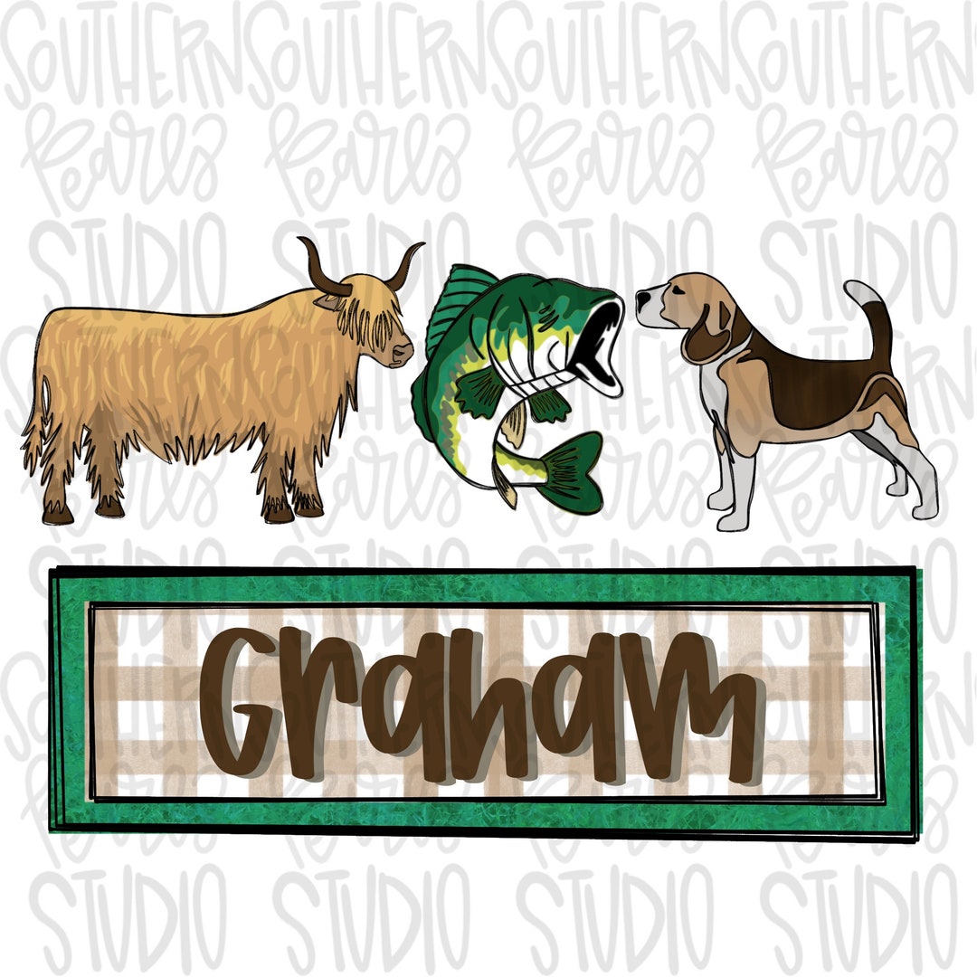 Fish, Cow and Beagle Name Plate | Sublimation Design | Digital Download ...
