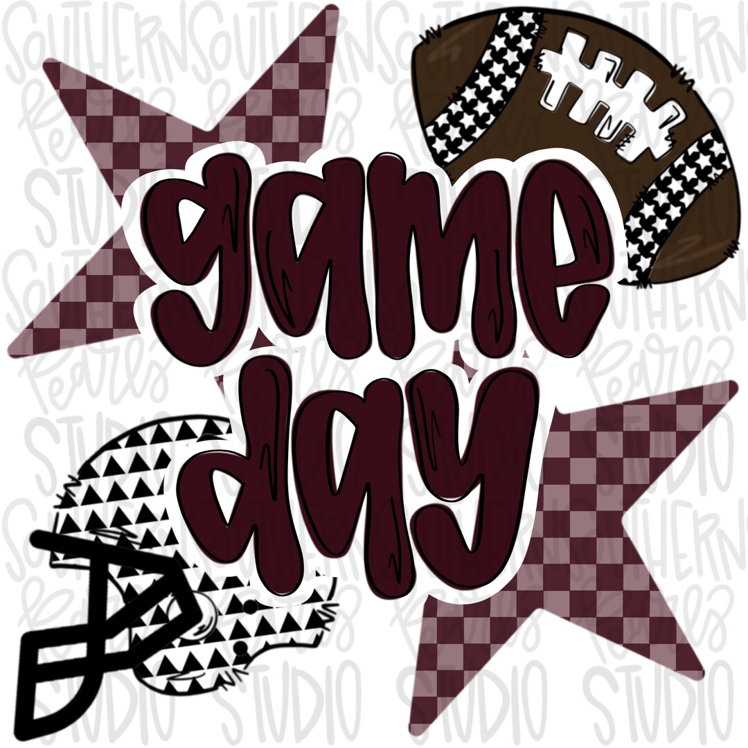 Game Day Football and Helmet | Maroon | Go Team | PNG | Sublimation ...