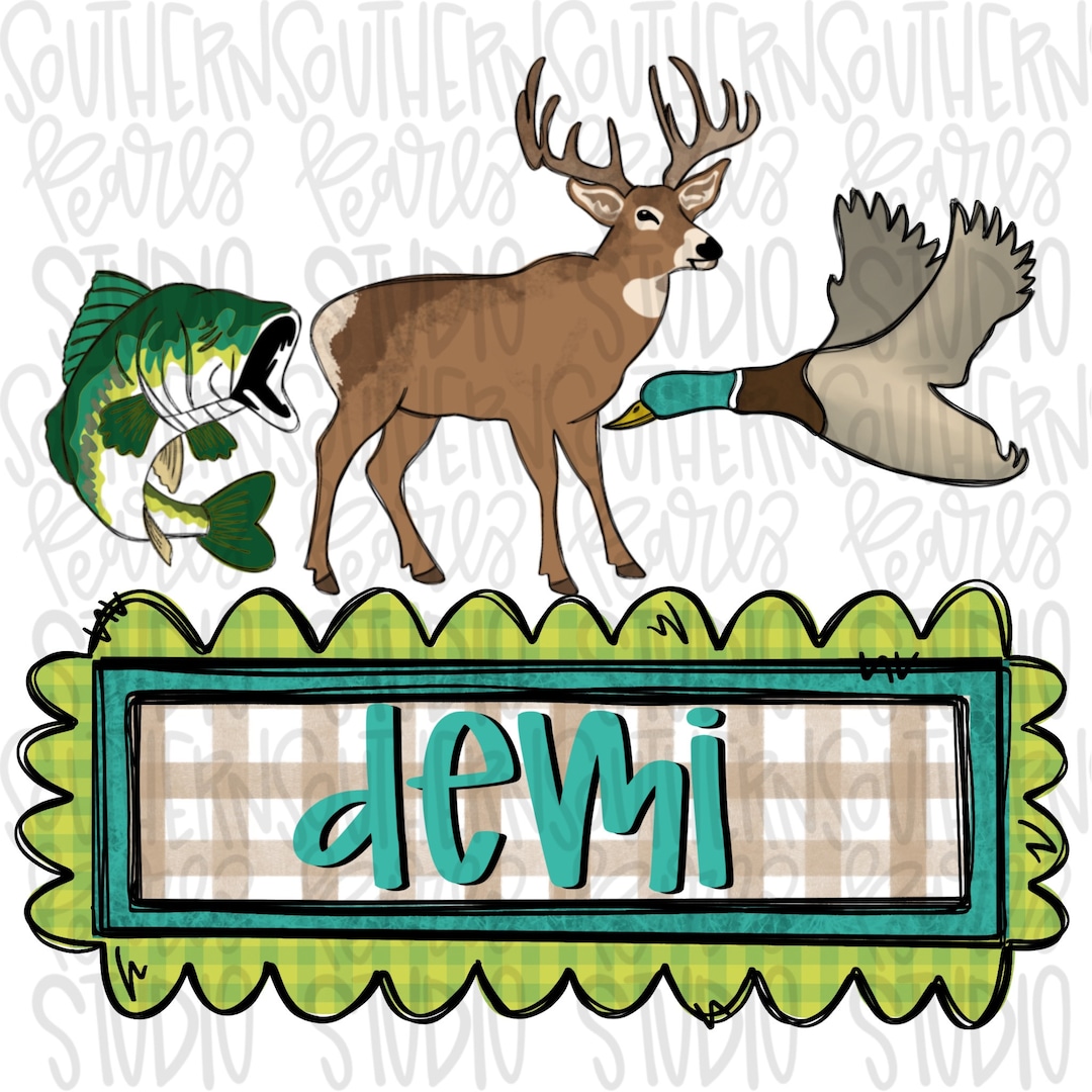 Fish, Buck and Duck Girly Hunting Name Plate | Sublimation Design ...