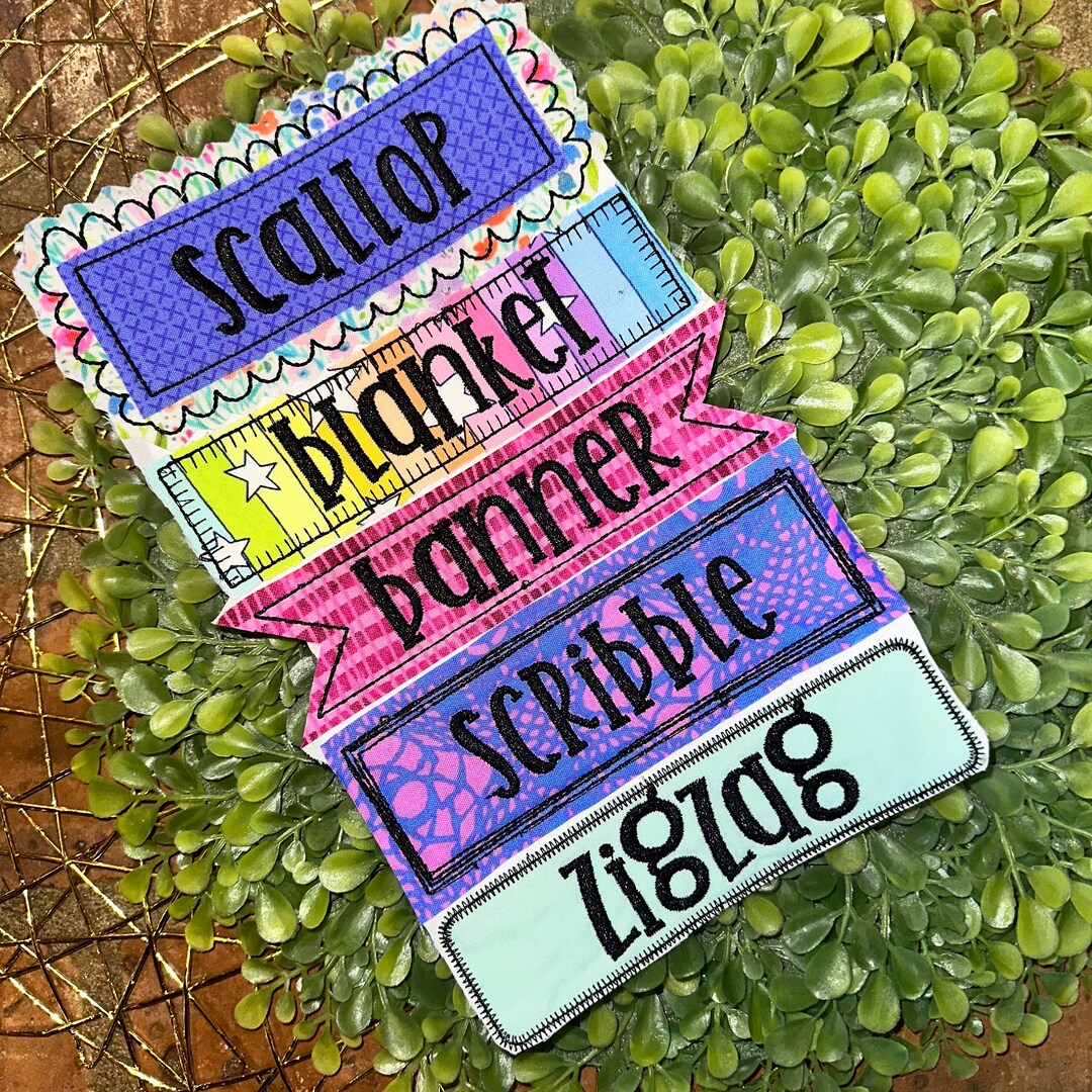 Applique Name Patch Design | 5 Designs | 2 Sizes | Blanket Stitch, Bean ...
