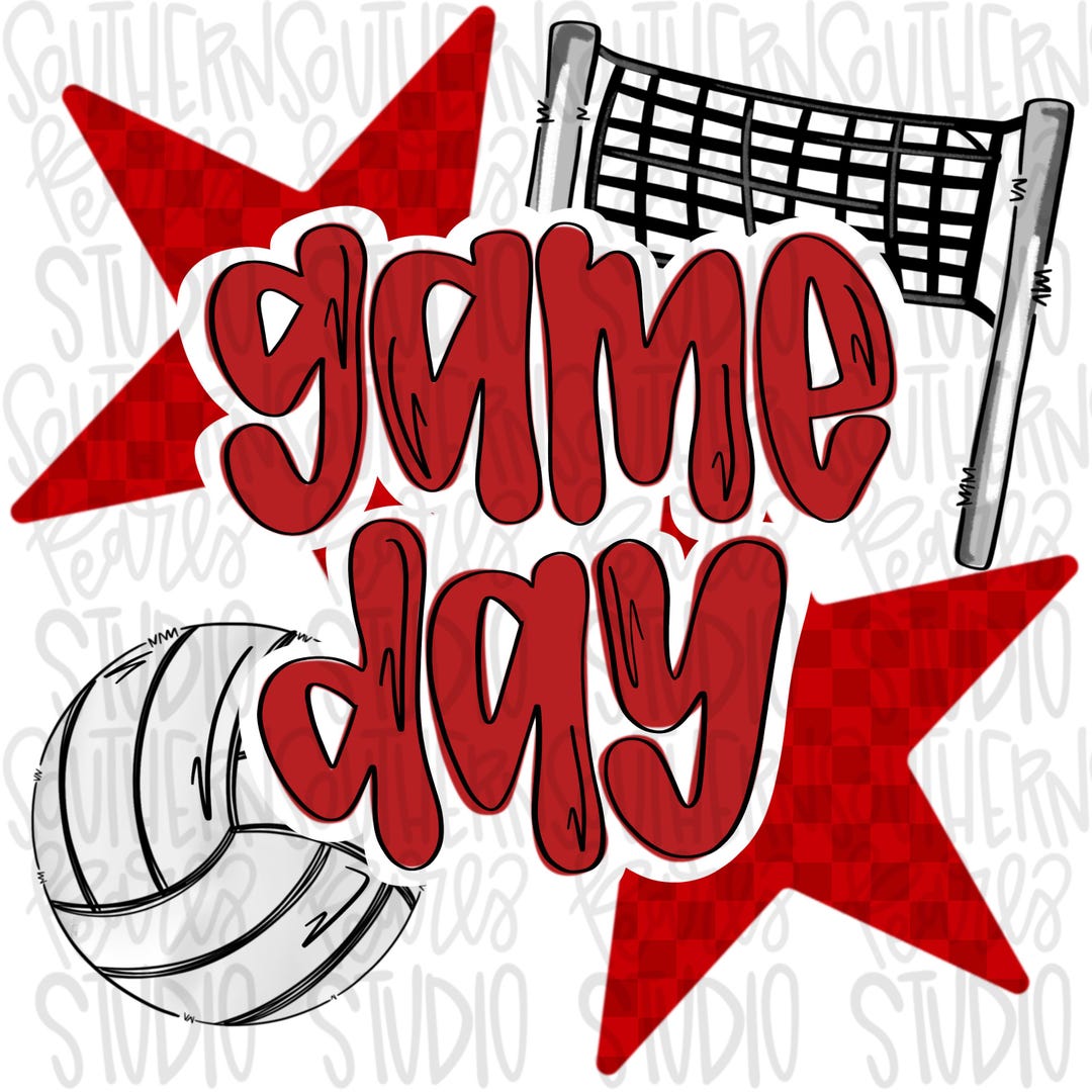 Game Day Volleyball | Red | Go Team | PNG | Sublimation | Design ...