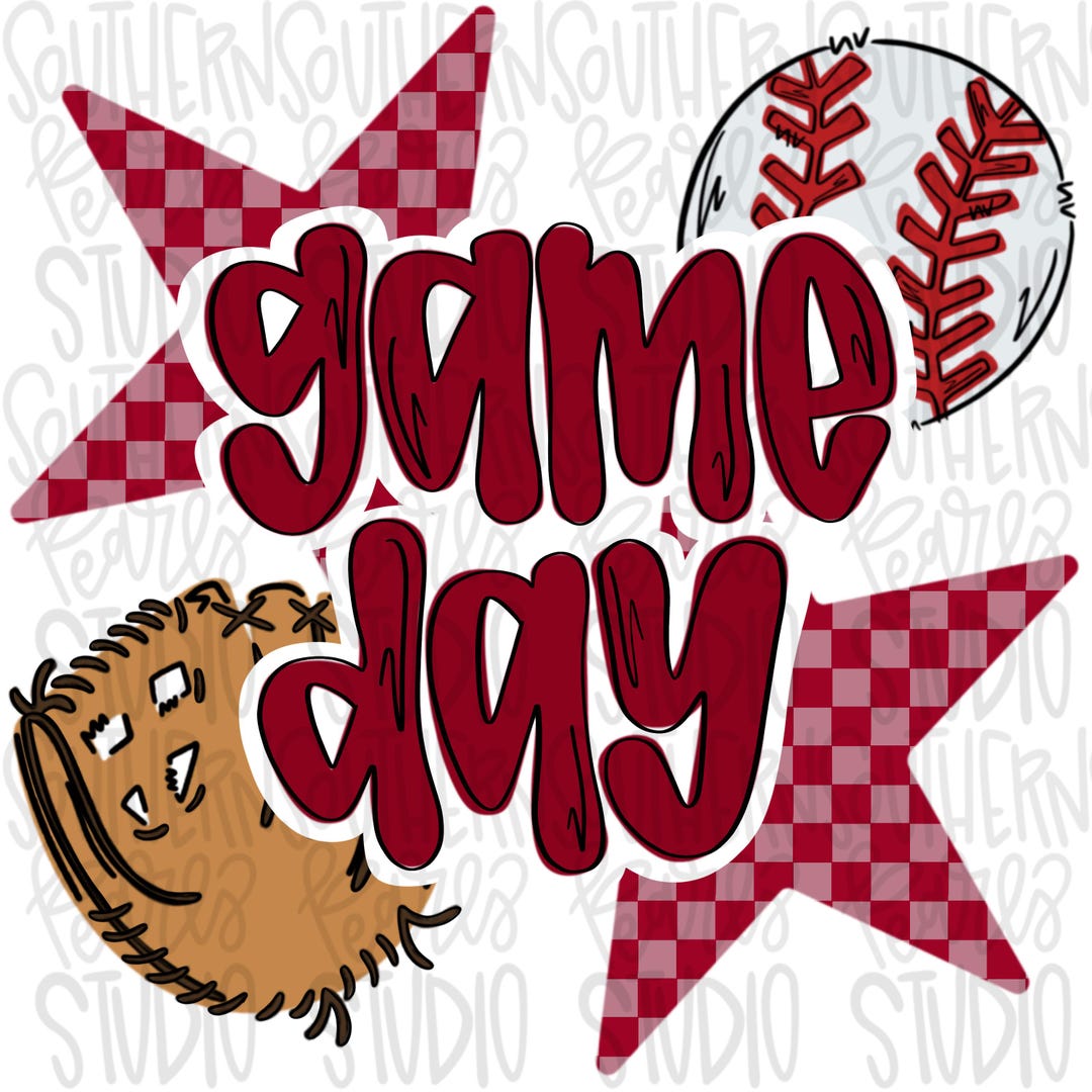 Game Day Baseball | Crimson | Go Team | PNG | Sublimation | Design ...