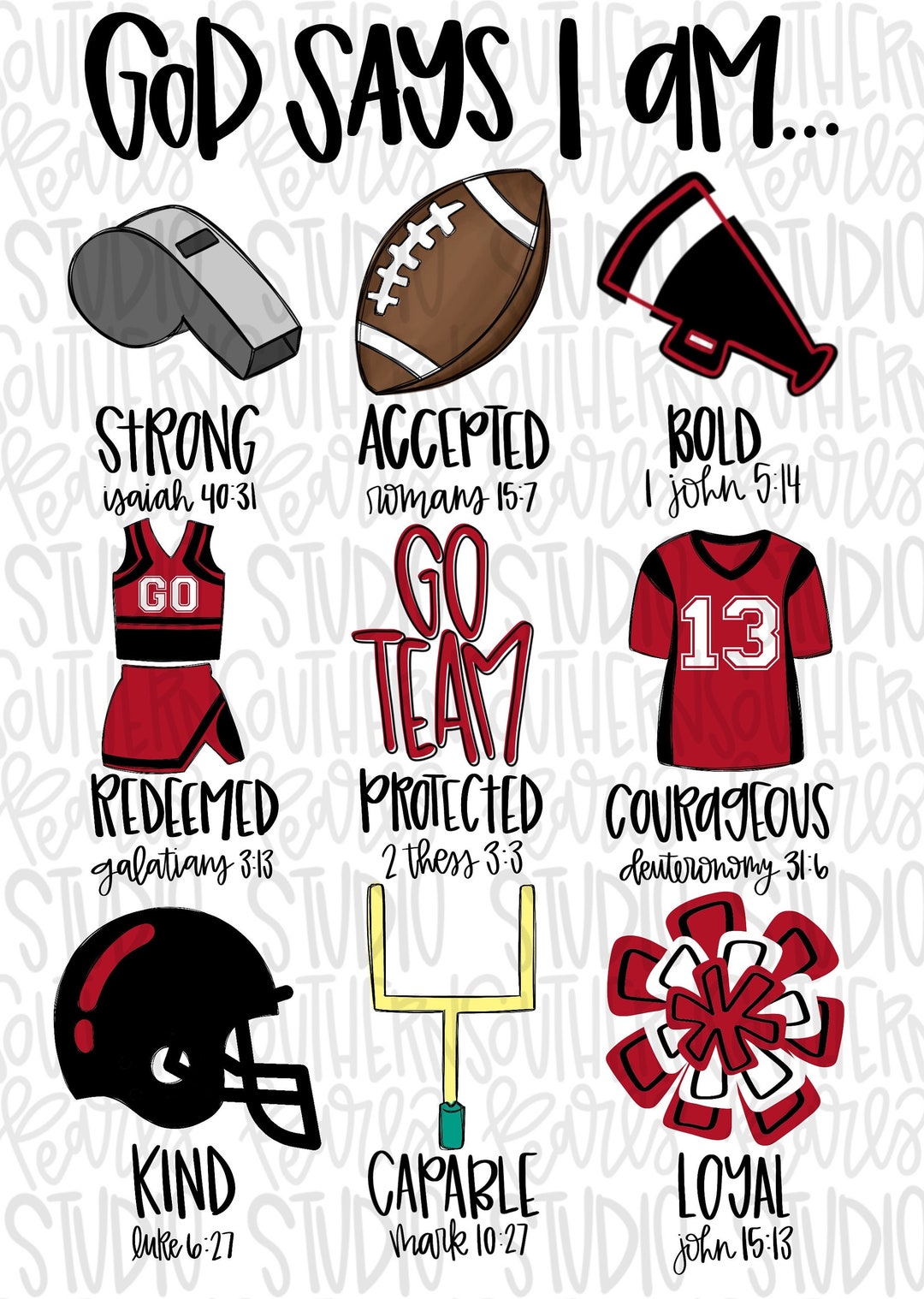 God Says I Am FOOTBALL and Cheer | Go Team | PNG | Sublimation | Design ...