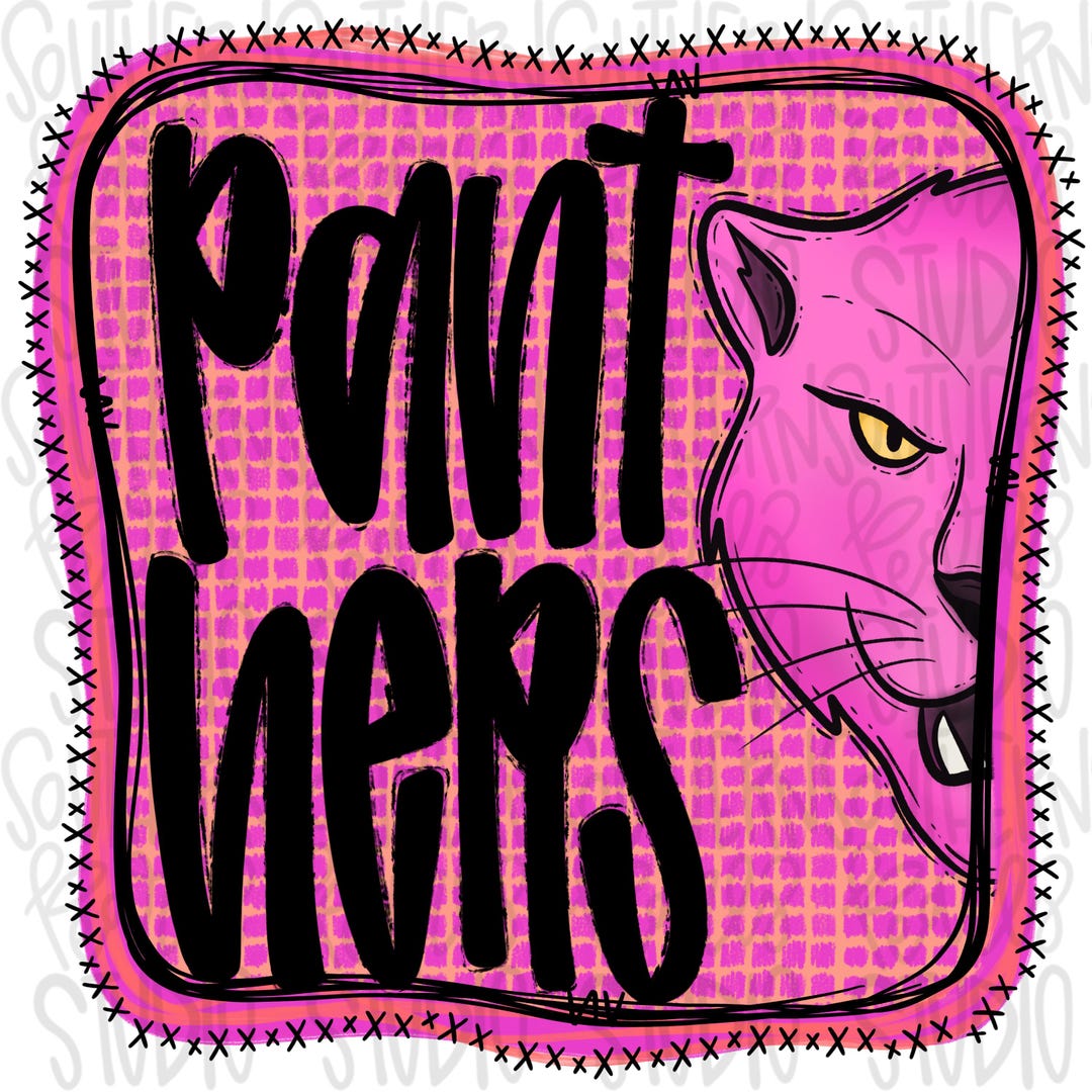 Panthers | Neon Pink Mascot in Frame | Front and Back Designs ...