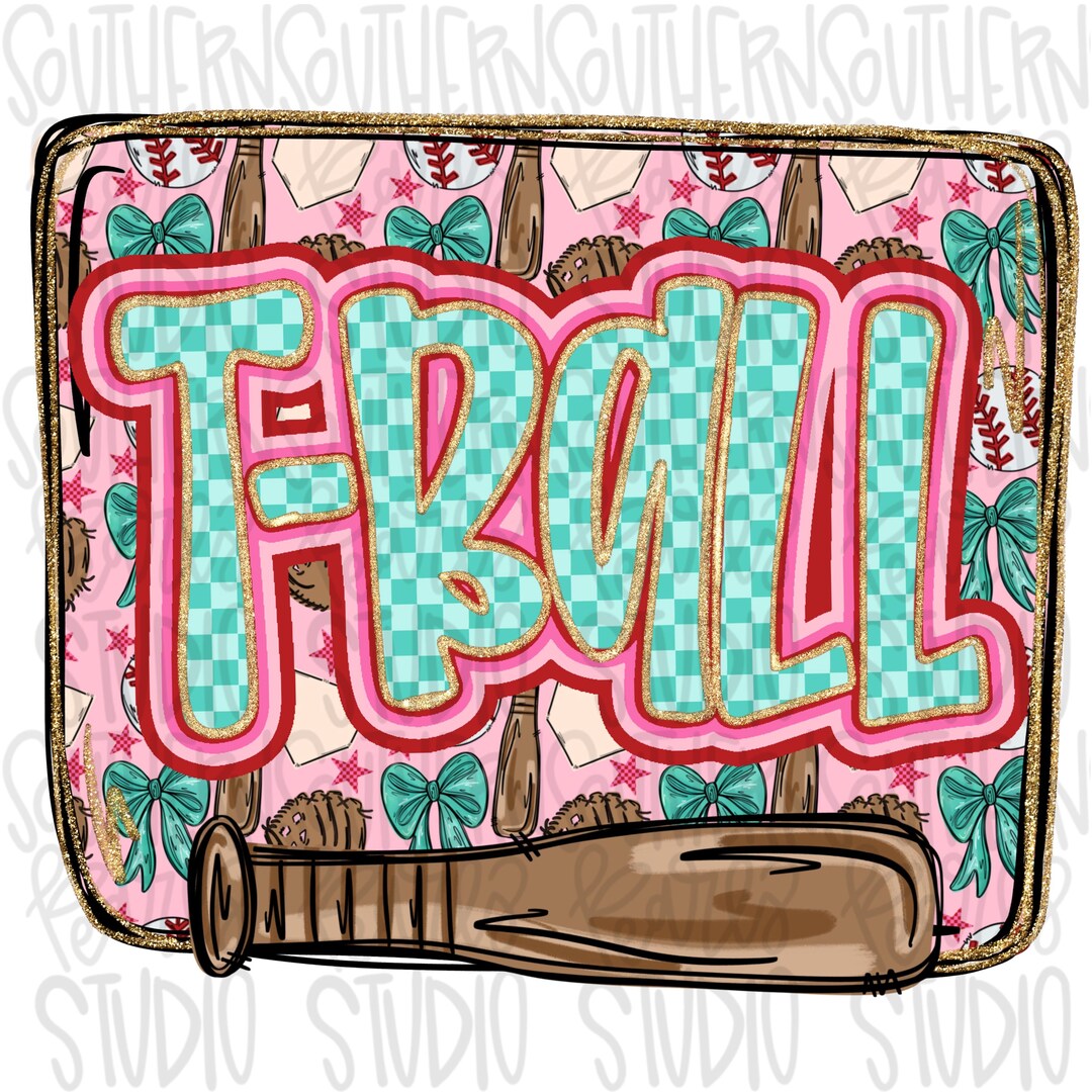 T-ball | Baseball | Handwritten Inside Square Frame With Bright Colors ...
