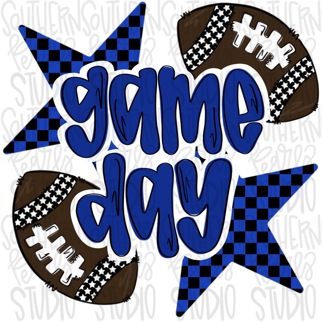 Game Day Football | Royal Blue and Black | Go Team | PNG | Sublimation ...