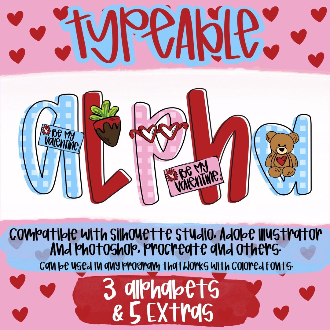 Valentine Alpha Typeable Font | Sublimation Design | Digital Download ...