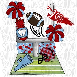 Football Field With Items | Red and Columbia Blue| 2 Designs Front ...