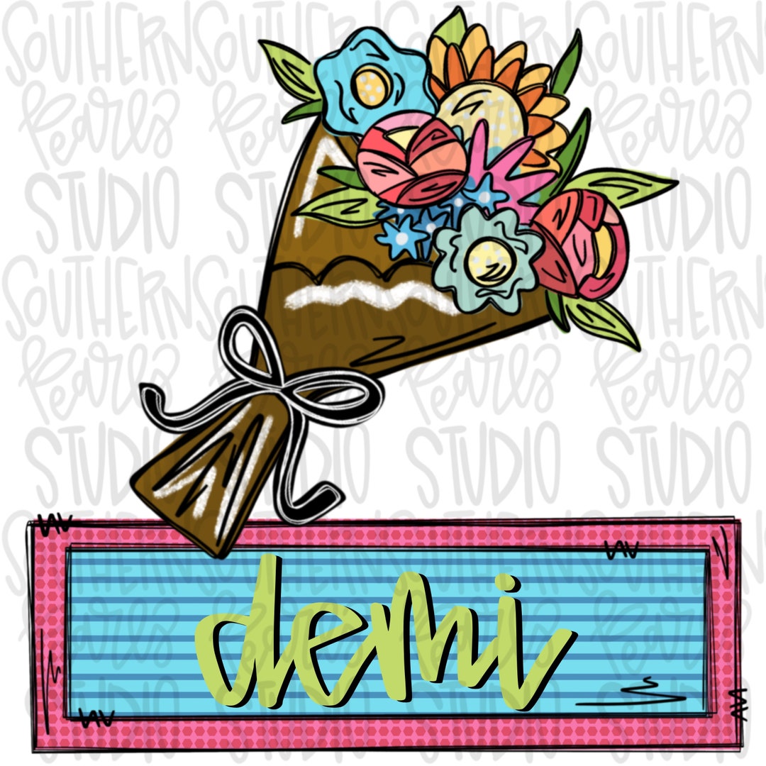 Flower Bouquet With Name Patch | Sublimation Design | Digital Download ...