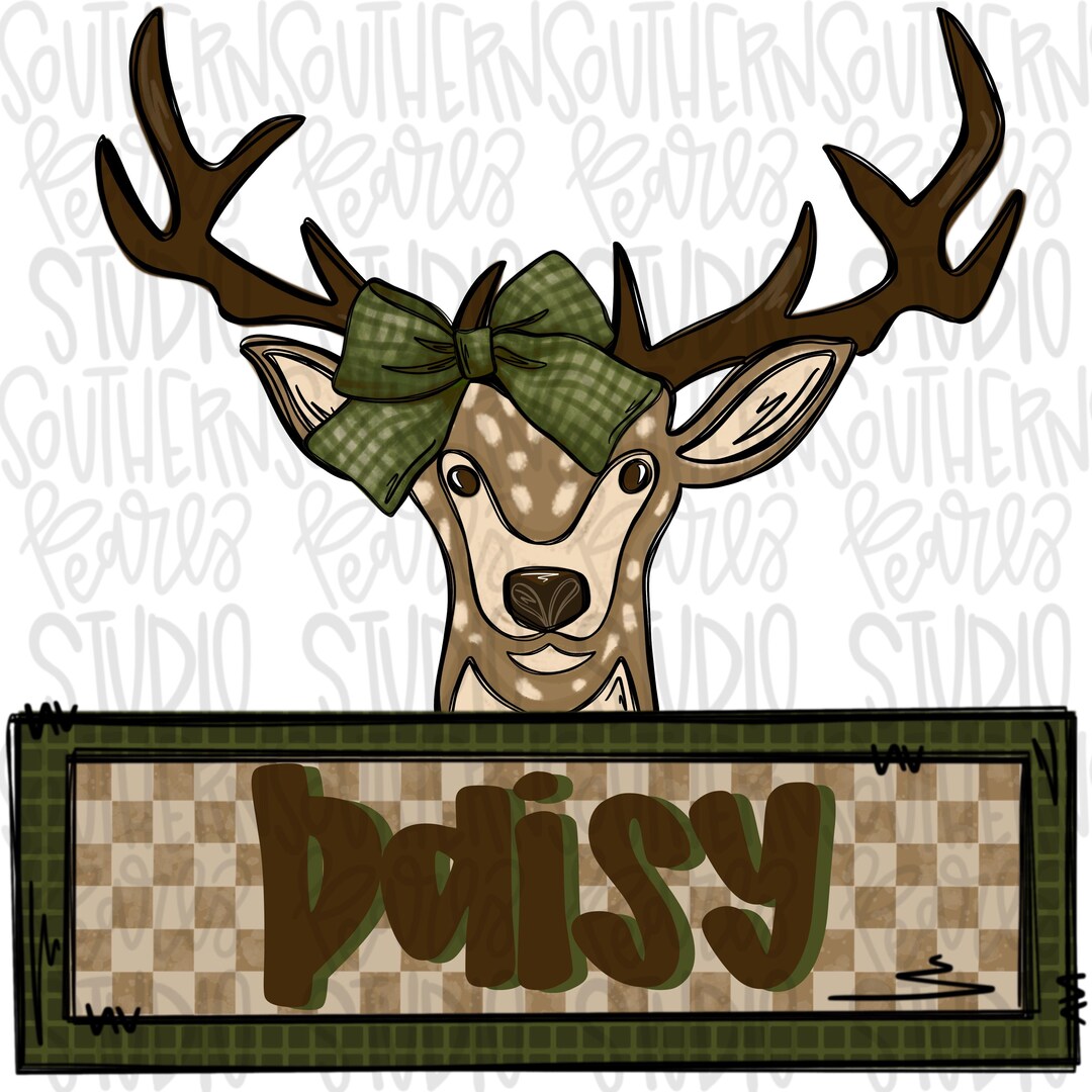 Deer With Bow and Name Patch | Sublimation Design | Digital Download ...