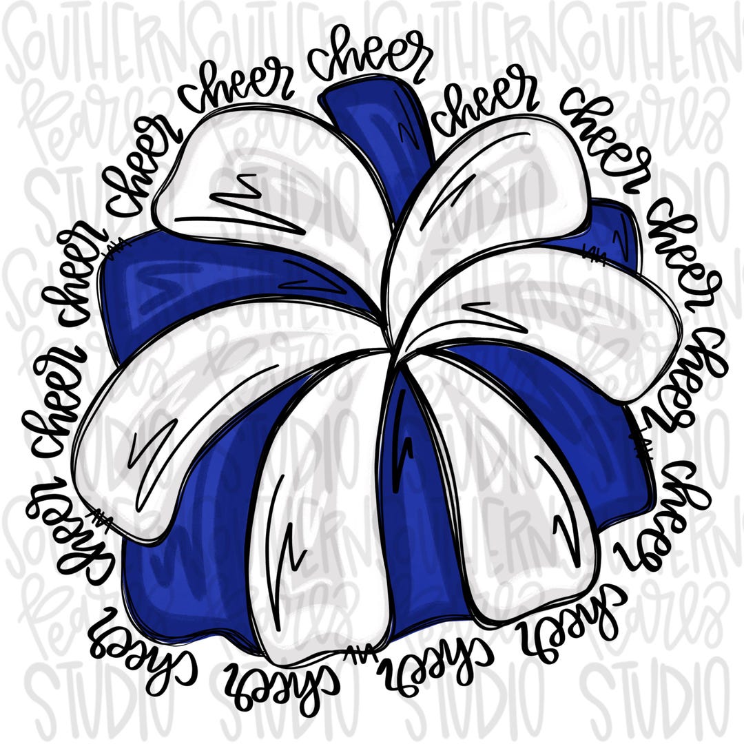 Cheerleader Pom Pom | Royal | Go Team Cheer Wording| PNG | Sublimation ...