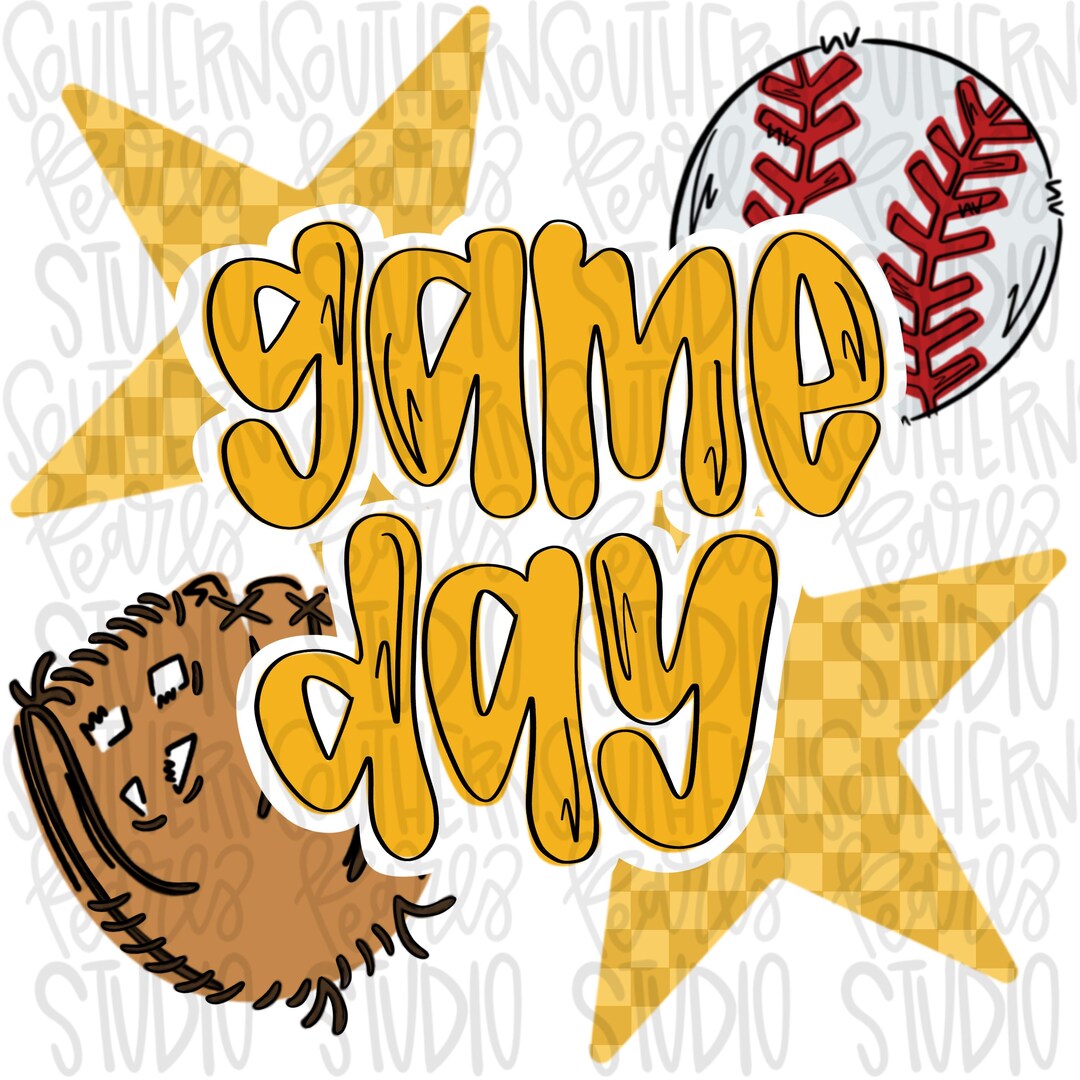Game Day Baseball | Yellow | Go Team | PNG | Sublimation | Design ...