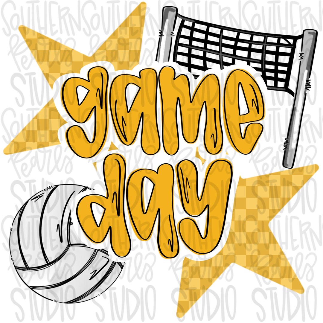 Game Day Volleyball | Yellow| Go Team | PNG | Sublimation | Design ...