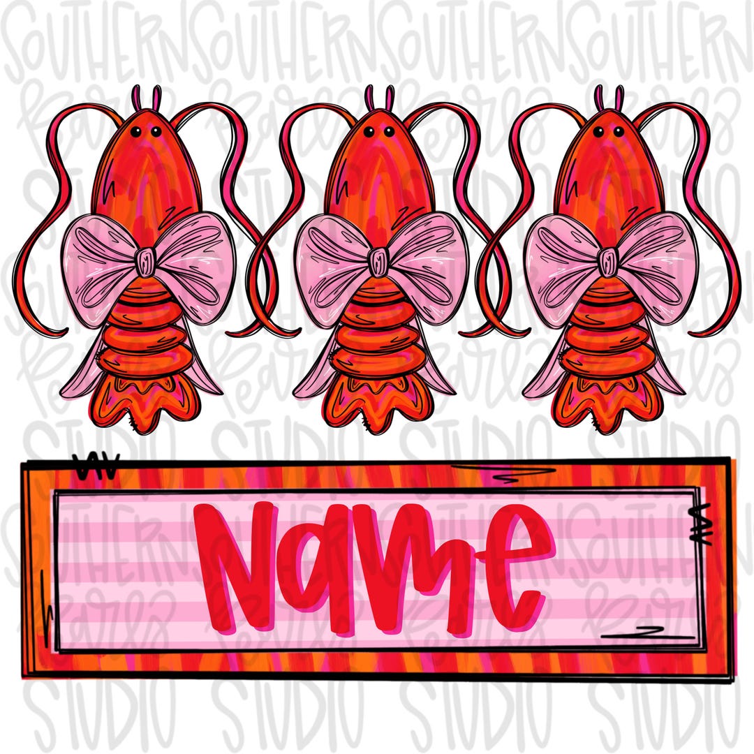 Crawfish With Bow Trio | Girl Name Patch | Crawfish Season ...