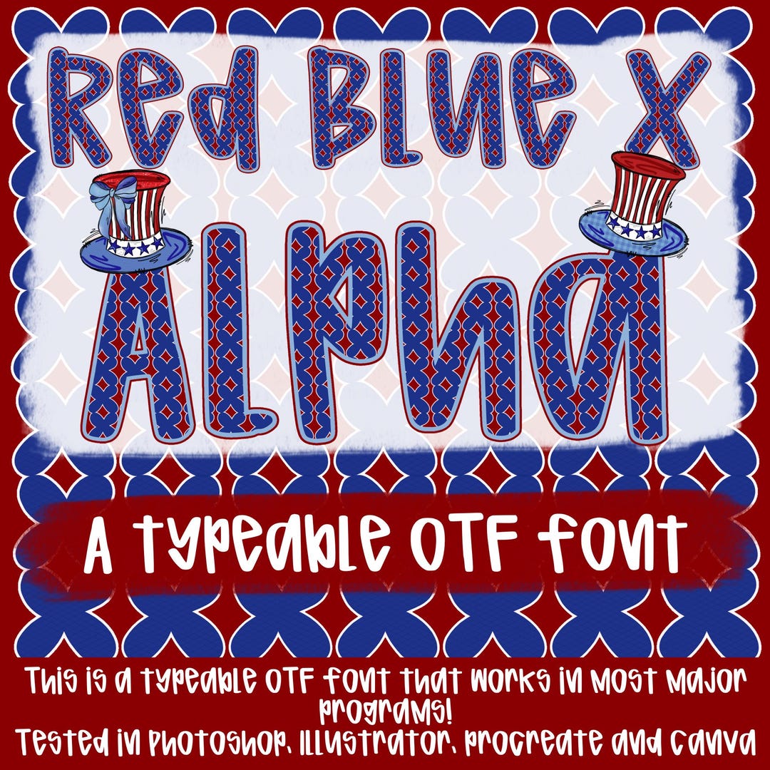 Red Blue X Alpha | Typeable Font | Sublimation Design | Digital ...