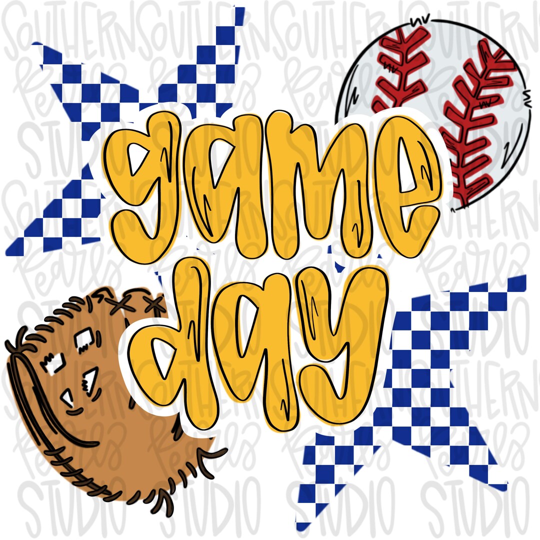 Game Day Baseball | Royal Blue and Yellow | Go Team | PNG | Sublimation ...