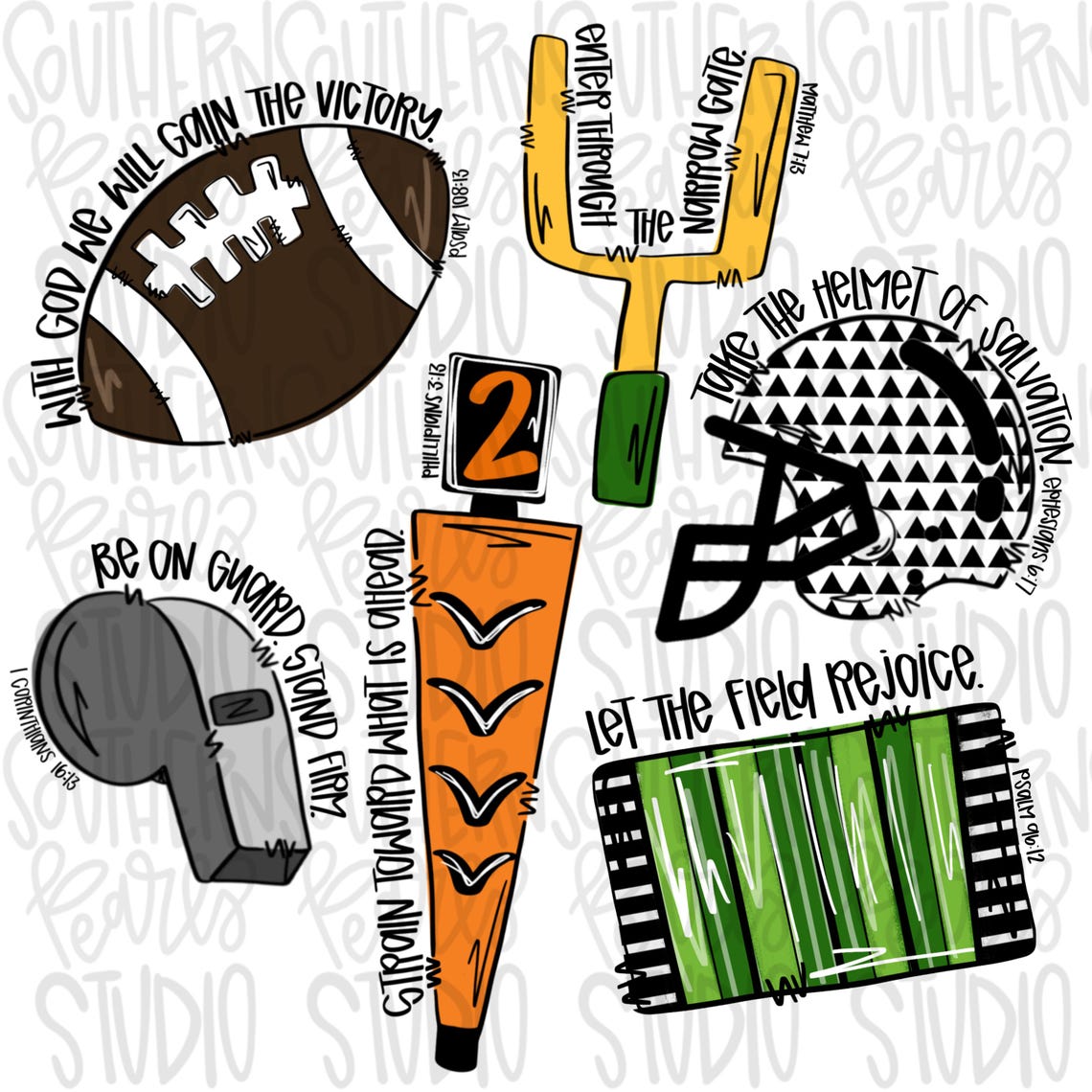 Football Items Collage | Bible Verses| Go Team | PNG | Sublimation ...