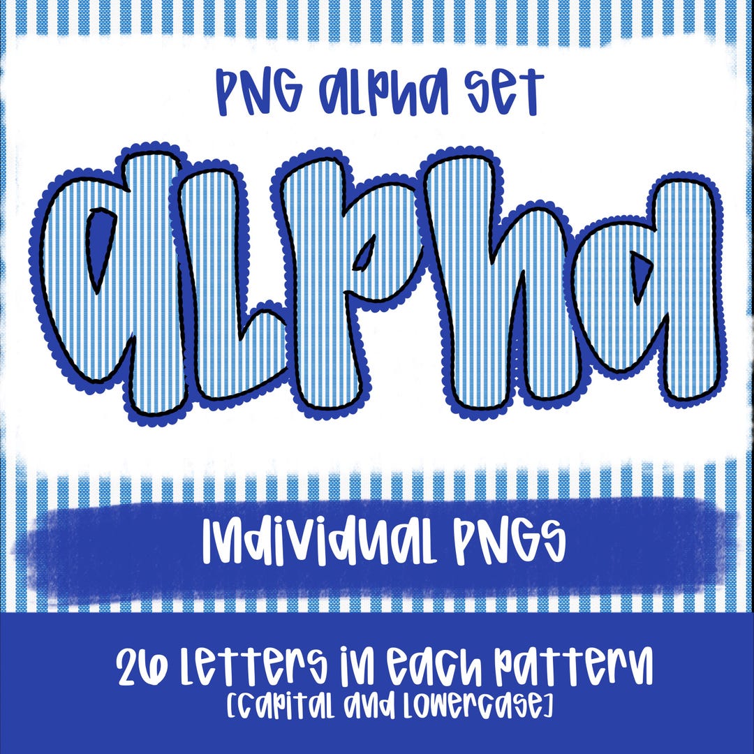 Seersucker Alpha Royal | PNG Font | Sublimation Design | Digital ...