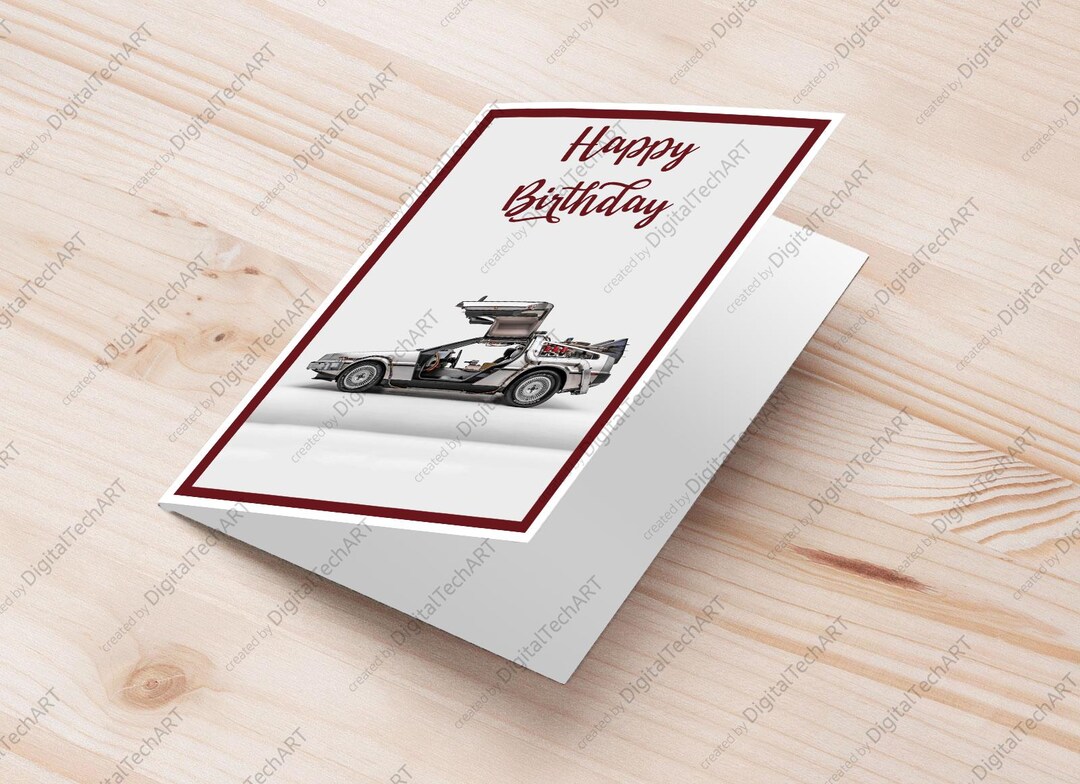 Delorean Back to the Future Birthday Greeting Card - Printable PDF A5 ...