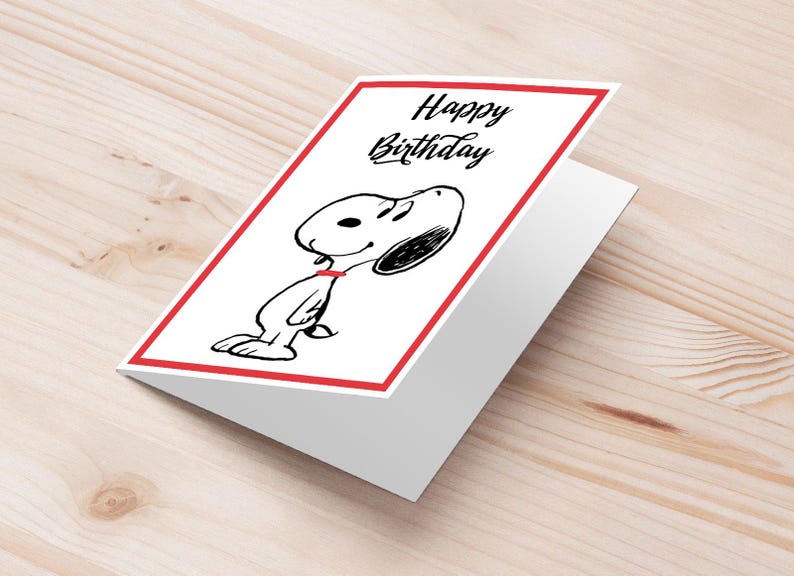 Snoopy Birthday Greeting Card - Printable A5, Instant Download Peanuts ...