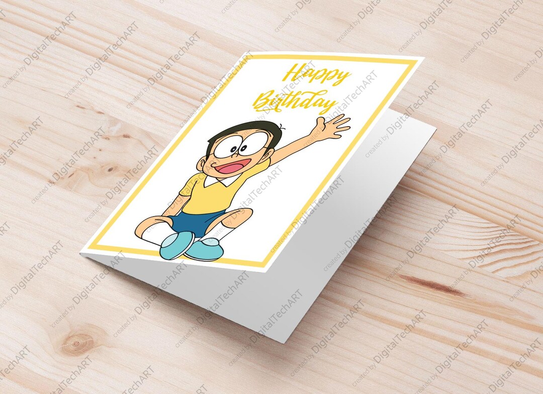 Nobita Nobi Birthday Greeting Card - Doraemon | Printable PDF A5 ...