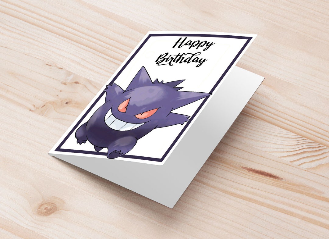 Pokemon Gengar Birthday Greeting Card Gengar Printable Greeting Card ...