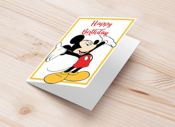 Printable Mickey Birthday Card Printable Mickey Mouse Valentine's Day