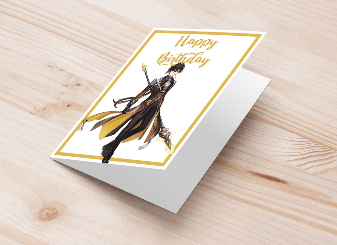 Genshin Birthday Invitation | Zhongli Birthday Greeting Card | Genshin ...