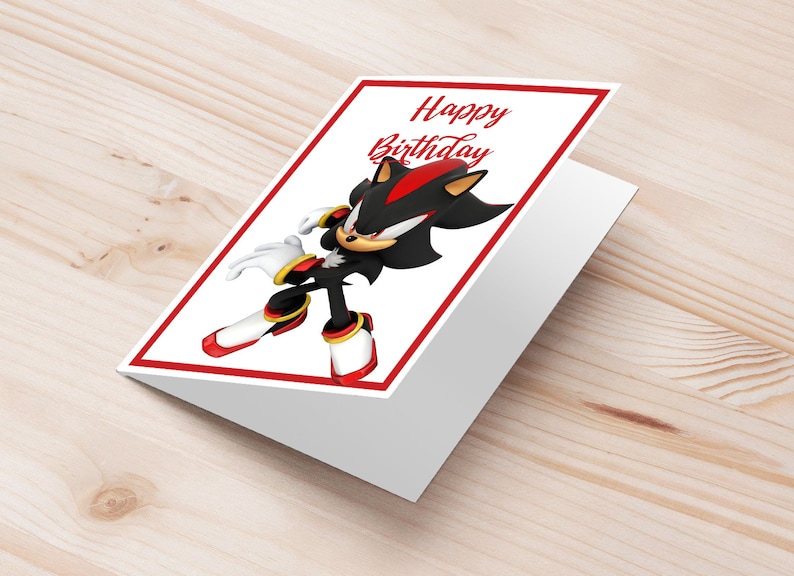 Sonic Shadow Birthday Greeting Card | Shadow Printable Greeting Card ...