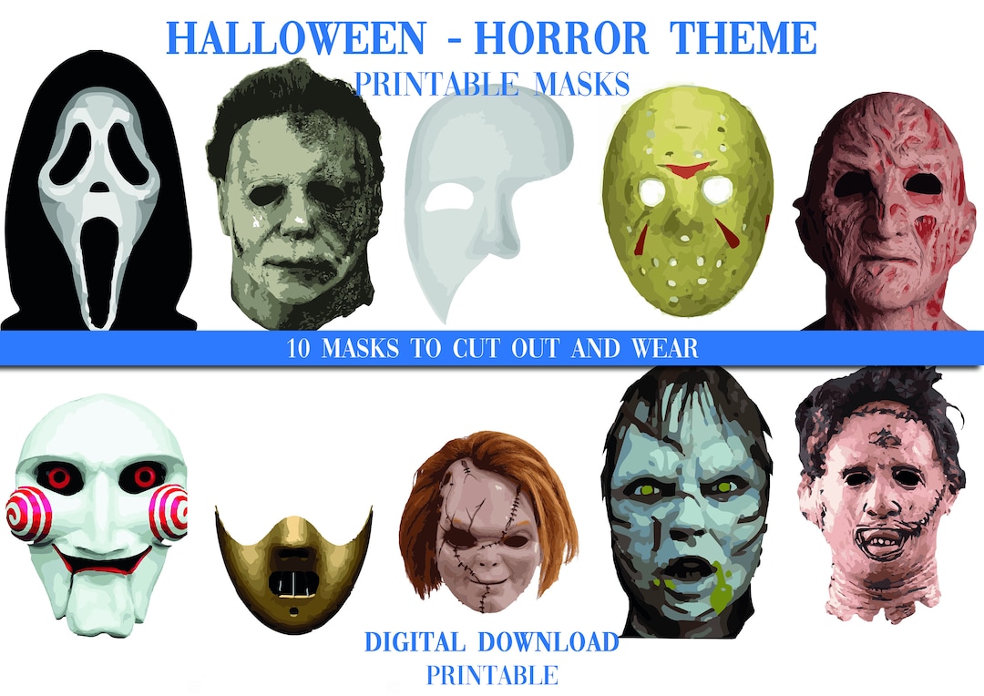 Scary Masks to Print | Horror Movie Masks to Cut Out and Wear - Etsy
