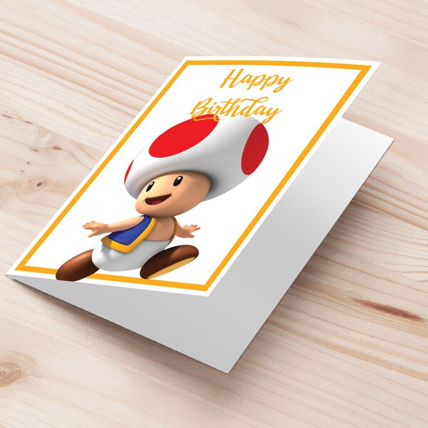 Toad Mario Birthday Card - Etsy