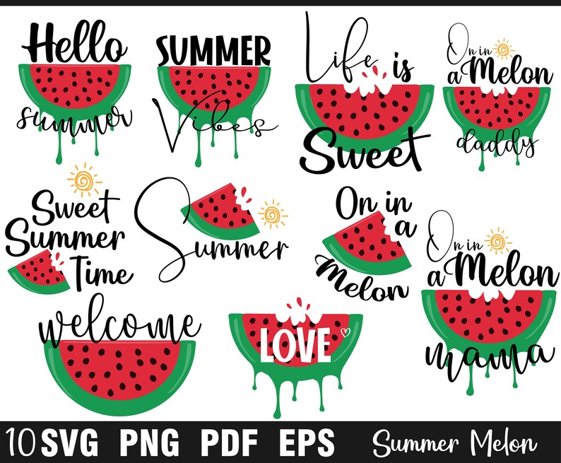 Watermelon Quotes SVG Bundle / 10 Design Bundle Cut Files - Etsy