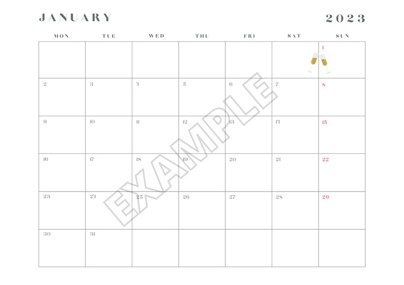 Printable 2023 Calendar A4 Format - Etsy UK