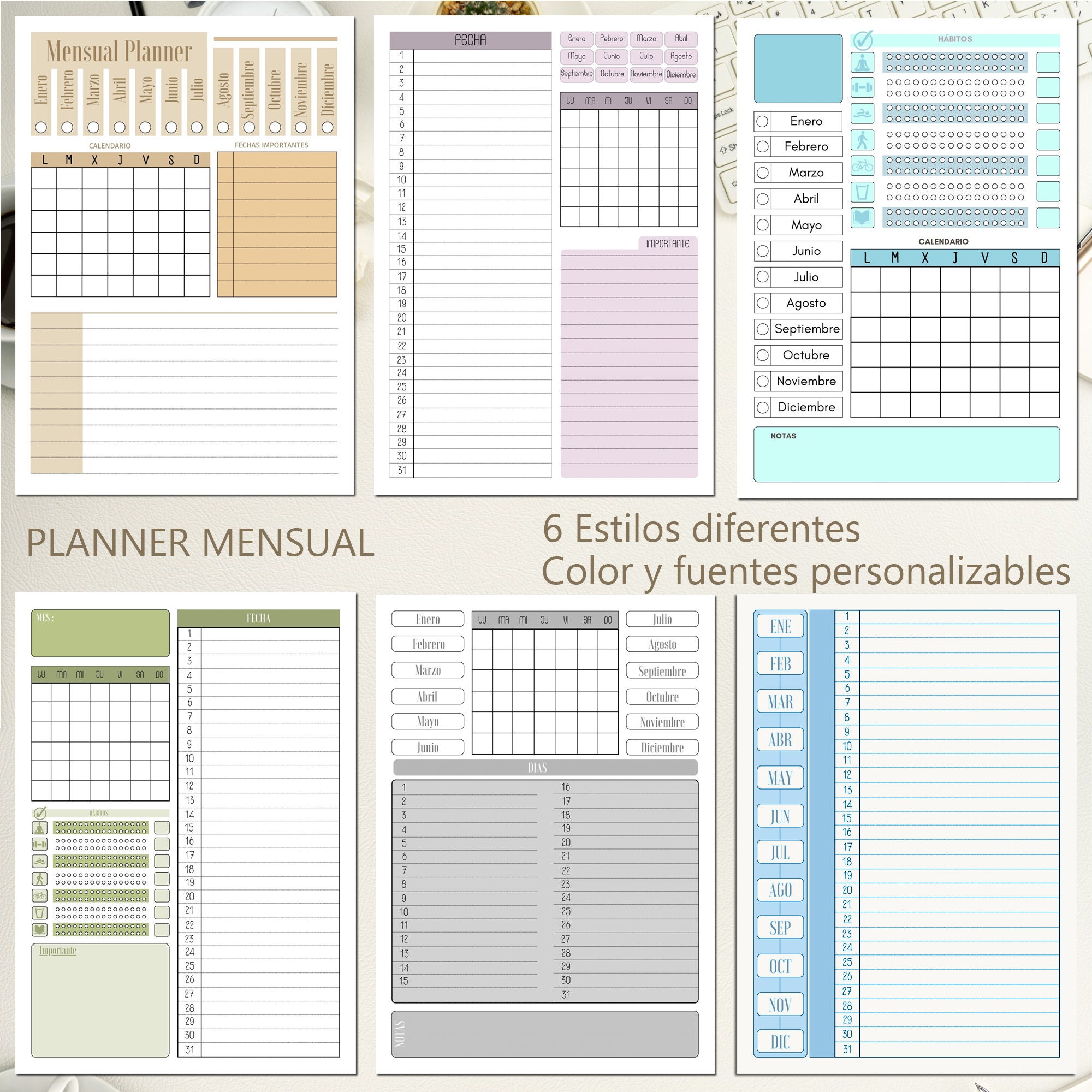 Plantillas Planner Mensual Semanal Y Diarios. 18 Plantillas - Etsy