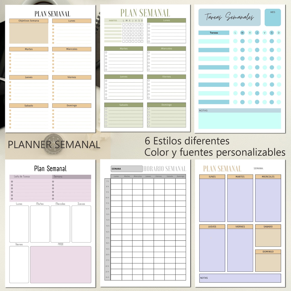 Plantillas Planner Mensual Semanal Y Diarios. 18 Plantillas - Etsy