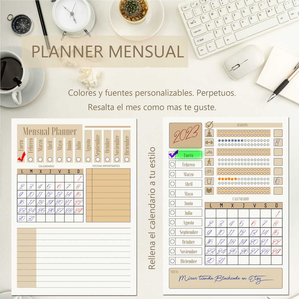 Plantillas Planner Mensual Semanal Y Diarios. 18 Plantillas - Etsy