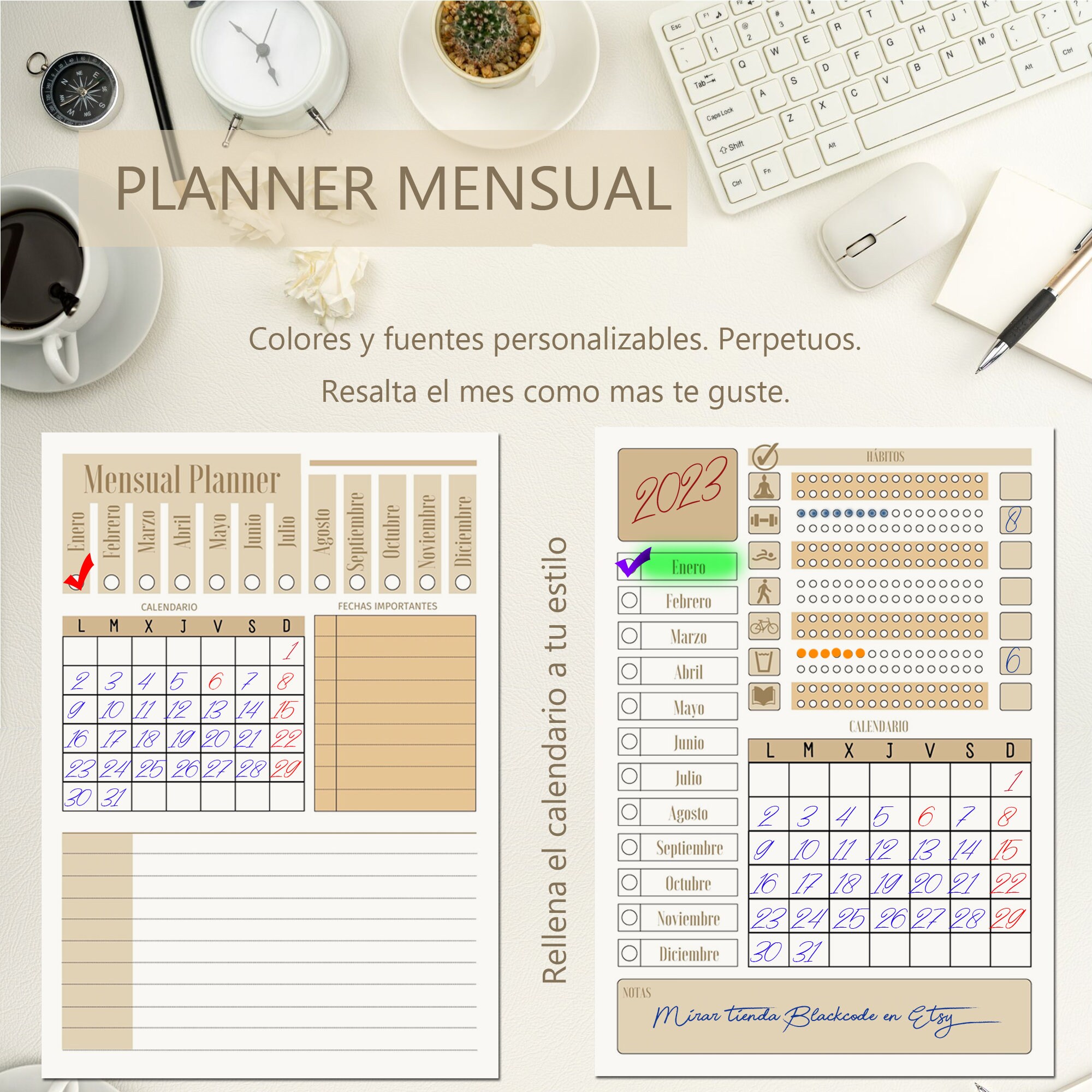 Plantillas Planner Mensual Semanal Y Diarios. 18 Plantillas - Etsy