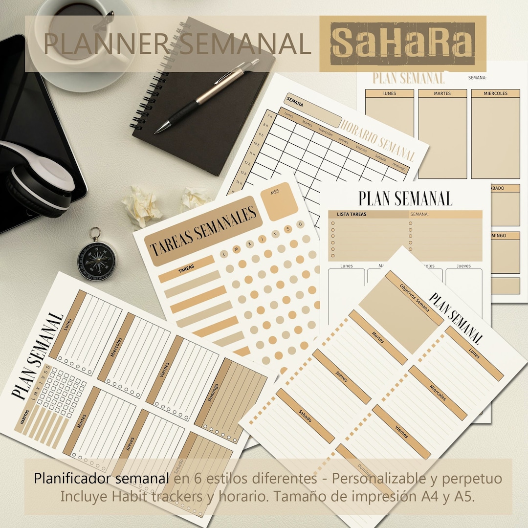 Planner Semanal 6 Diseños En Castellano, Español. SAHARA ...