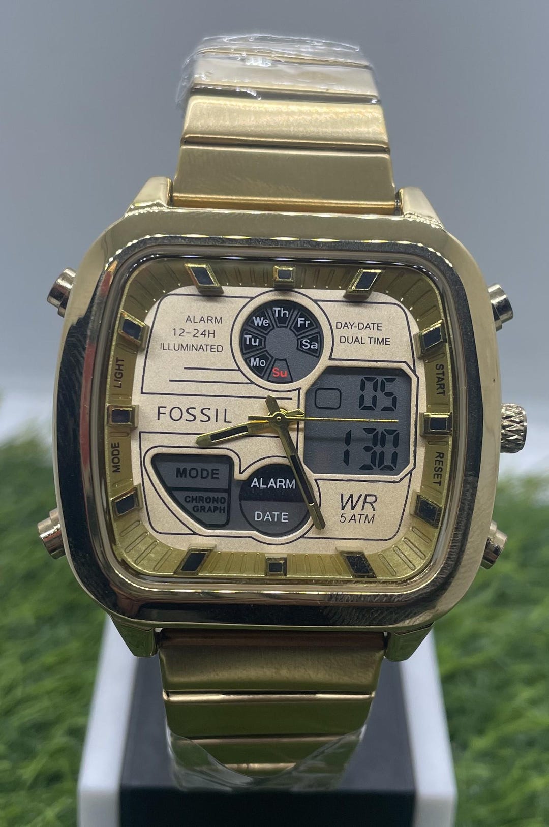 New Fossil Retro Analog Digital Gold Stainless Steel Men's Watch FS5889 ...