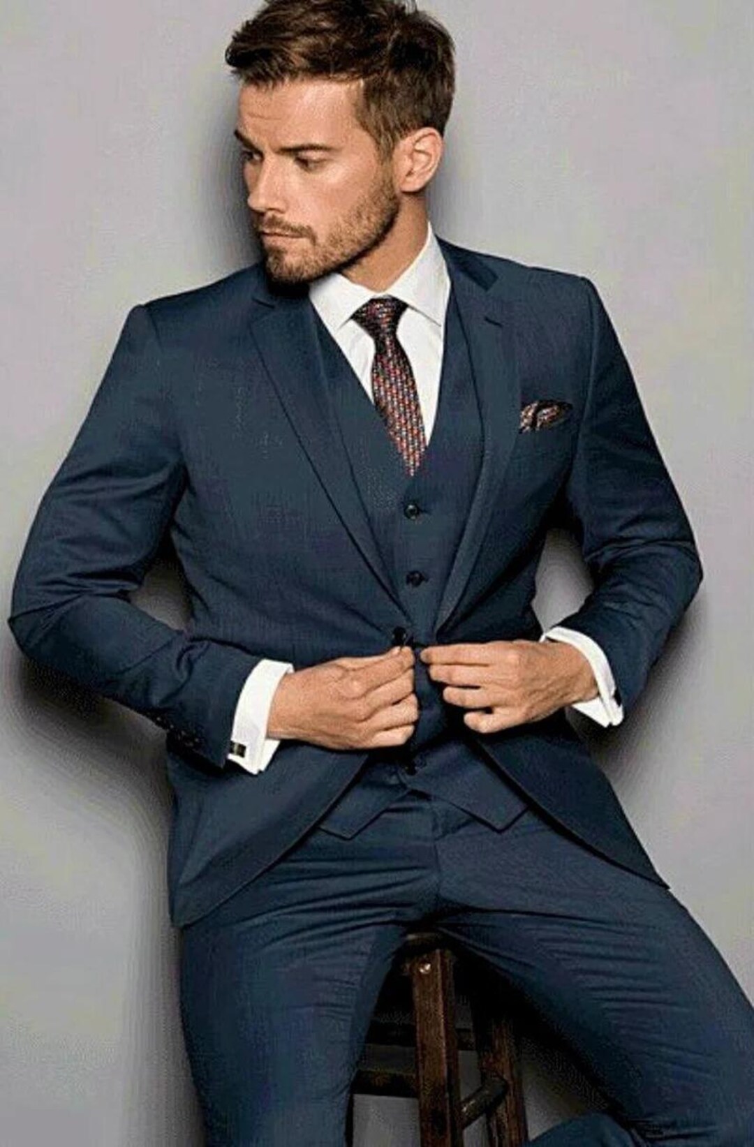 INNER BELL Custom Suit Classy Slim Fit Three Piece Teal Mens Suit for ...