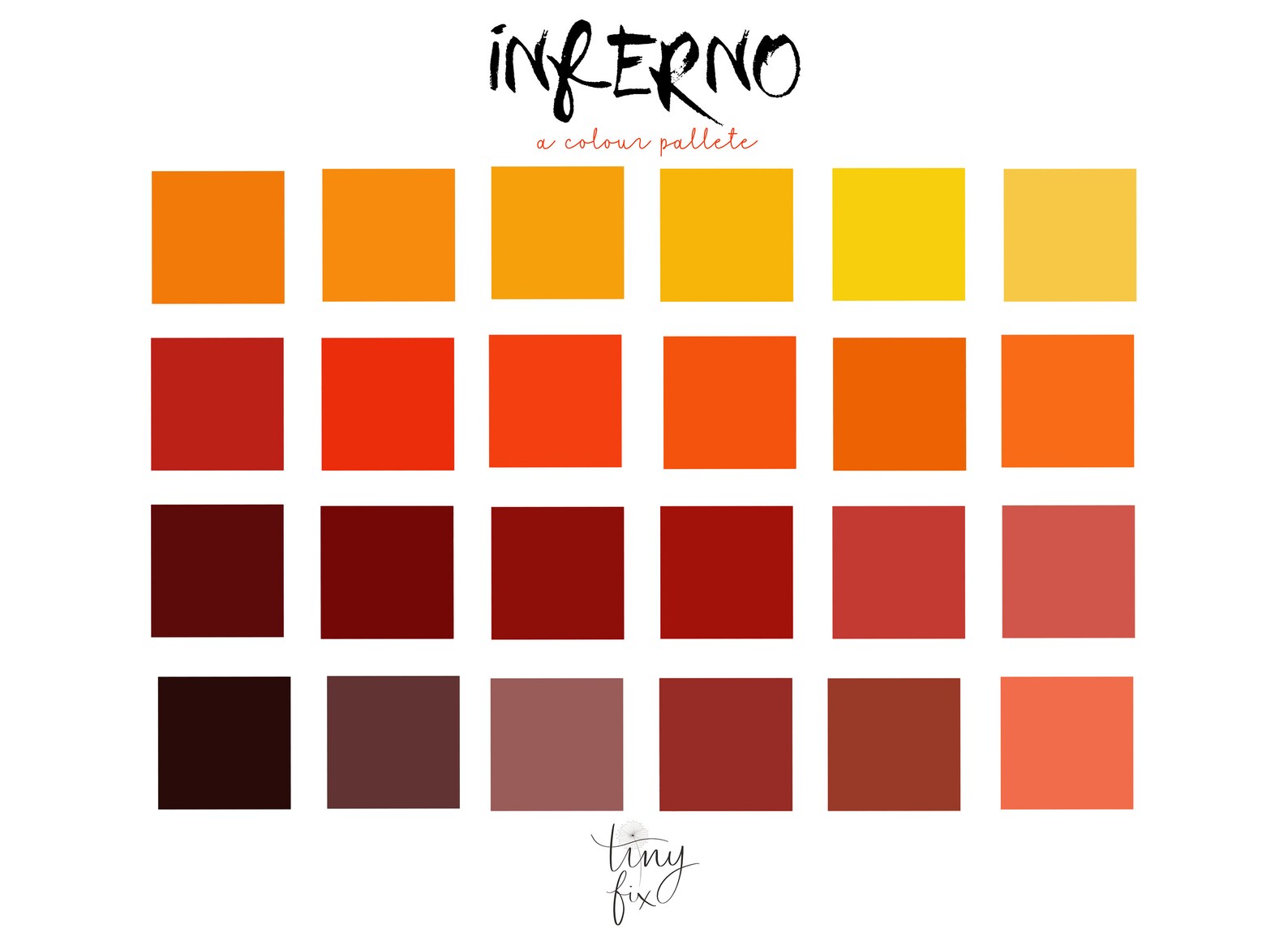 Procreate Colour Palette Inferno - Etsy