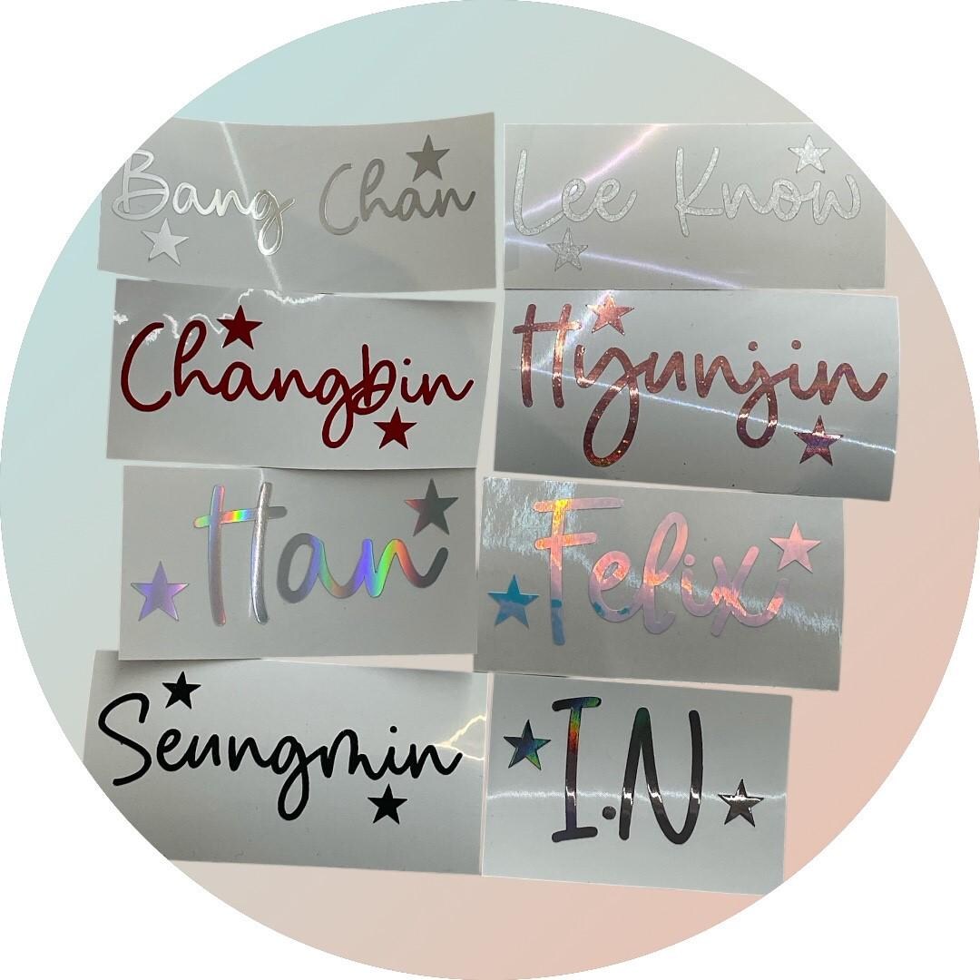 Stray Kids Name Decals for Light Stick - Cursive With Stars - Etsy