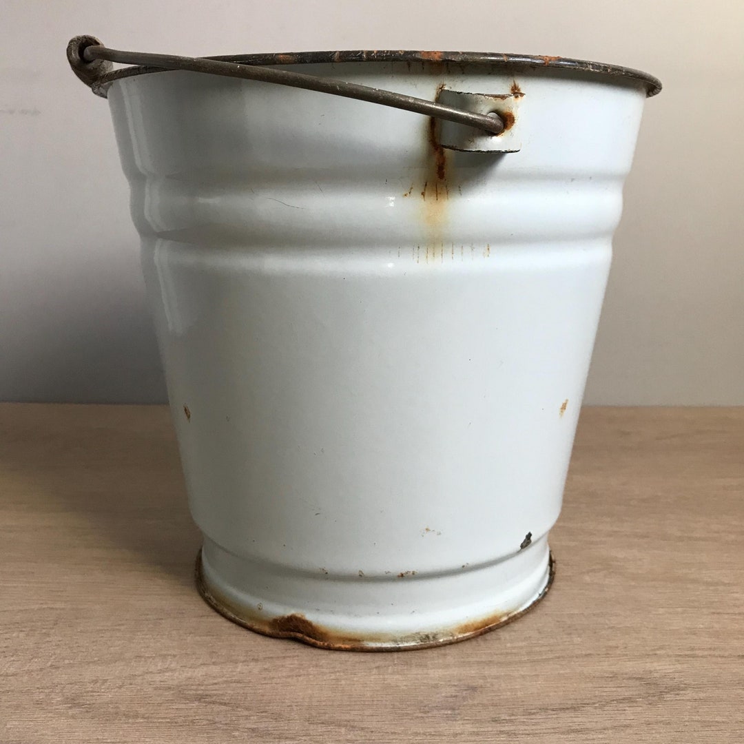 Vintage Soviet Enamel Rusty Bucket, Blue Bucket for Porch Decor, Rustic ...