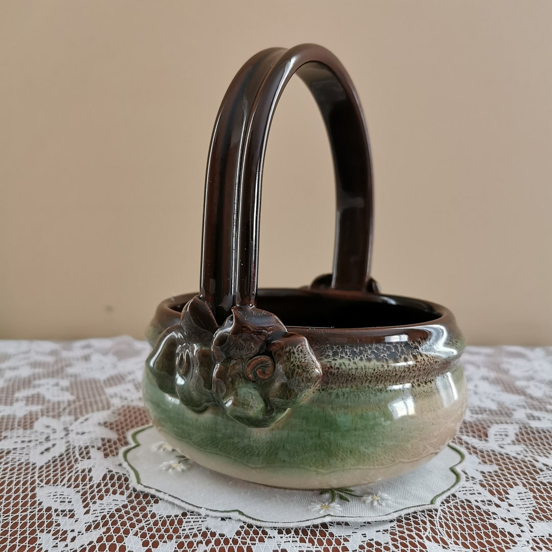 Clay Basket for Candy and Nuts, Pottery Decorative Vase, Vintage ...